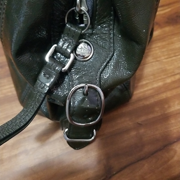 Coach | Bags | Coach Madison Dark Gray Patent Leather Mia Maggie Triple ...